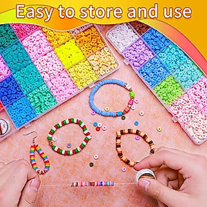 Bundooraking Clay Beads,6000+pcs Multicolor Polymer Clay Beads for Jewelry Making, Heishi Beads, Elastic Strings, Clay Beads for Bracelet Making - Perfect Crafts Beads Set.