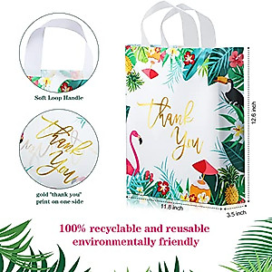 Thank You Gift Bags 50 Pieces Floral Design Gift Bags for Small Business Thank You Plastic Bags with Handles Gift Bags for Small Business Party Favor Bags Gift Wrap Bags for Wedding, 11.8 x 12.6 Inch