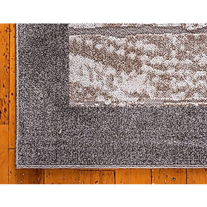 Unique Loom Outdoor Collection Transitional Indoor & Outdoor Casual Carved Tonal Border Area Rug, 6' 0" x 9' 0", Brown/Beige