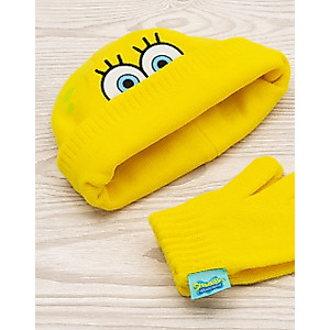 SpongeBob SquarePants Hat and Gloves Kids Yellow Knitted Winter Beanie