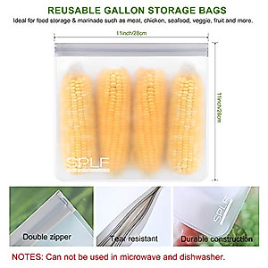 SPLF BPA FREE Reusable Storage Bags, 6 Pack Reusable Gallon Freezer Bags, Extra Thick Leakproof Silicone and Plastic Free for Marinate Meats, Cereal, Sandwich, Snack, Travel Items, Home Organization