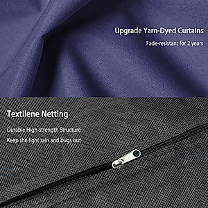 PURPLE LEAF 12' X 20' Outdoor Hardtop Gazebo for Patio Galvanized Steel Double Roof Permanent Canopy Teak Finish Coated Aluminum Frame Pavilion Gazebo with Netting and Navy Blue Curtains