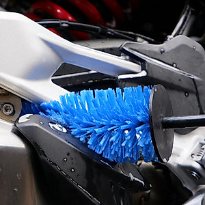 Motorcycle Cleaning Brush Kit 6 Pack, Easy Reach Brush, Chain Brush,Wool Wash Mitt, Stiff Tire Brush, Detailing Brush& Microfiber Towel for Motorcycle Mudguard, Rims,Exhaust, Frame Detailing Wash Kit