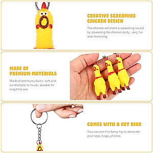 3 Pack Screaming Chicken Keychain, Mini Rubber Squeeze Screaming Chicken Toy Pendant Keychain for Bags Keys