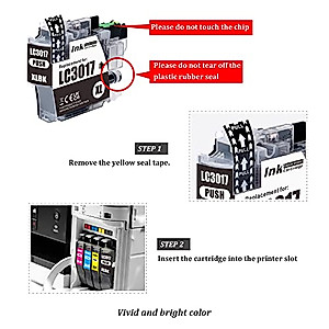 GREENARK Compatible Ink Cartridge Replacement for Brother LC3017BK High Yield Black Work for Brother MFC-J6930DW MFC-J5330DW MFC-J6530DW MFC-J6730DW Printers, 4 Pack LC3017XL Black Ink Cartridges