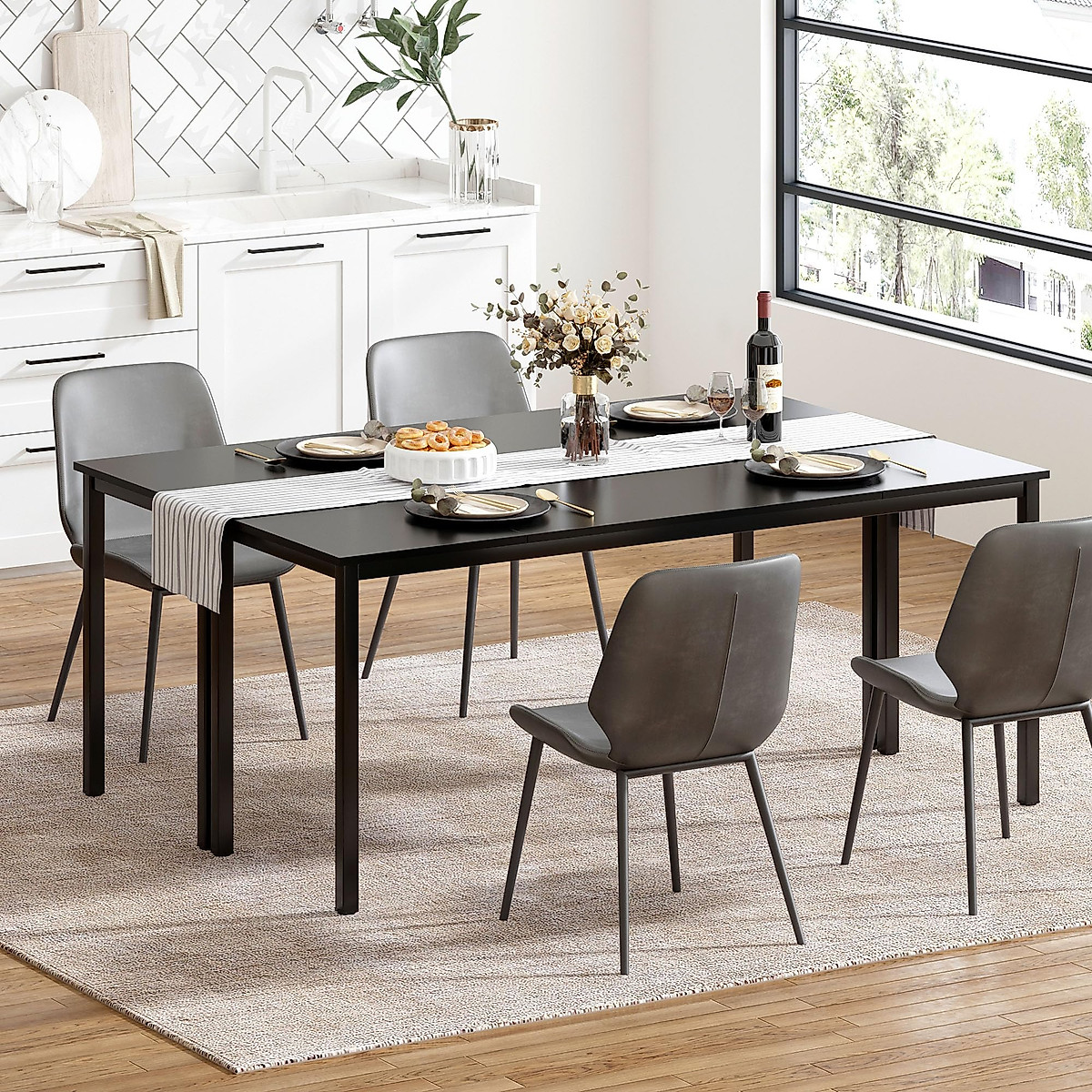 soges 70.8 Inch Stylish Computer Desk, Large Executive Office Desk, Simple Study Writing Desk, Workstation Business Furniture for Home Office, Black