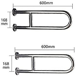 Grab Bars for Bathtubs and Showers, 24" U-shaped Bathroom Grab Bar, 304 Stainless Steel Wall Mount Safety Toilet Handle, Non-slip Balance Bar, Elderly Assist Support Railing, Easy to Grip Safety Showe
