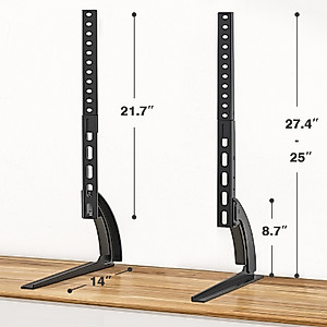 Universal Table Top TV Stand for Most 27 30 32 37 40 43 47 50 55 60 65 Inch Plasma LCD LED Flat or Curved Screen TVs with Height Adjustment, VESA Patterns up to 800x500 mm, 88 lbs