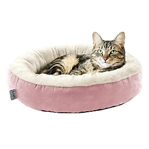 Love's cabin Round Donut Cat and Dog Cushion Bed, 20in Pet Bed for Cats or Small Dogs, Anti-Slip & Water-Resistant Bottom, Super Soft Durable Fabric Pet Beds, Washable Luxury Cat & Dog Bed Pink