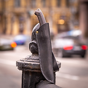 BPS Knives - Belt Knife Sheath - Black Leather Sheath for Mora Garberg - Sheath with Belt Loop for Vertical Carry of Fixed Blade Knife - Free Suspension Leather Case