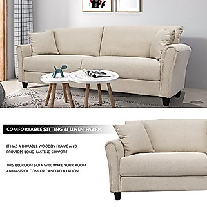 Melpomene 85'' Sofa w/Flared Arm, Couch for Living Room Linen Minimalism/Mid-Century/Contemporary Style (Beige)