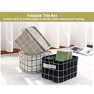 AARAINBOW 3 Packs Storage Basket Bins Canvas Mini Storage Cubes Storage Basket for Makeup, Toys Liners, Books Storage Baskets with Handles for Shelves & Desks(3 Gray)