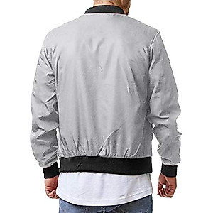COOFANDY Mens Lightweight Bomber Jacket Classic Slim Fit Zipper Sportswear Jacket Light Coat Light Grey L