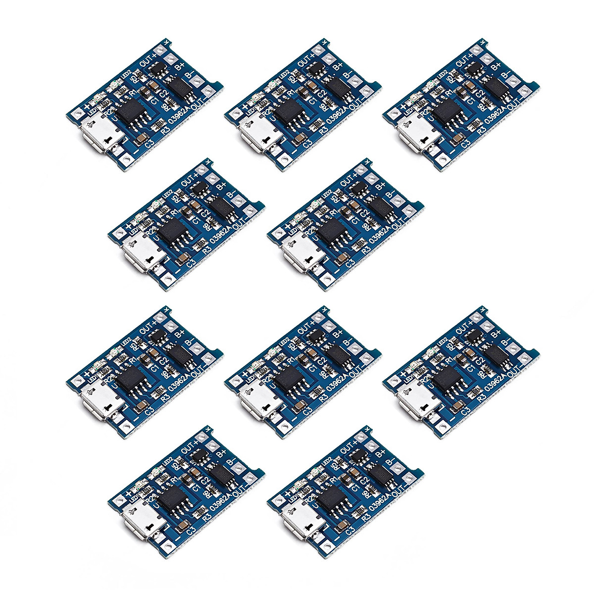 Songhe TP4056 Charging Board Module Micro USB 5V 1A 18650 Li-ion Lithium Battery Charger Module with Protection Dual Functions (10PCS)