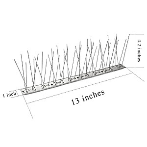 C CRYSTAL LEMON Bird Spikes – Stainless Steel Strips for Bird Deterring – Heavy-Duty Bird Spikes for Outside – Designed for Pigeons, Small Birds, Crows, Woodpeckers, Squirrels – 3 Bases (3.25ft)