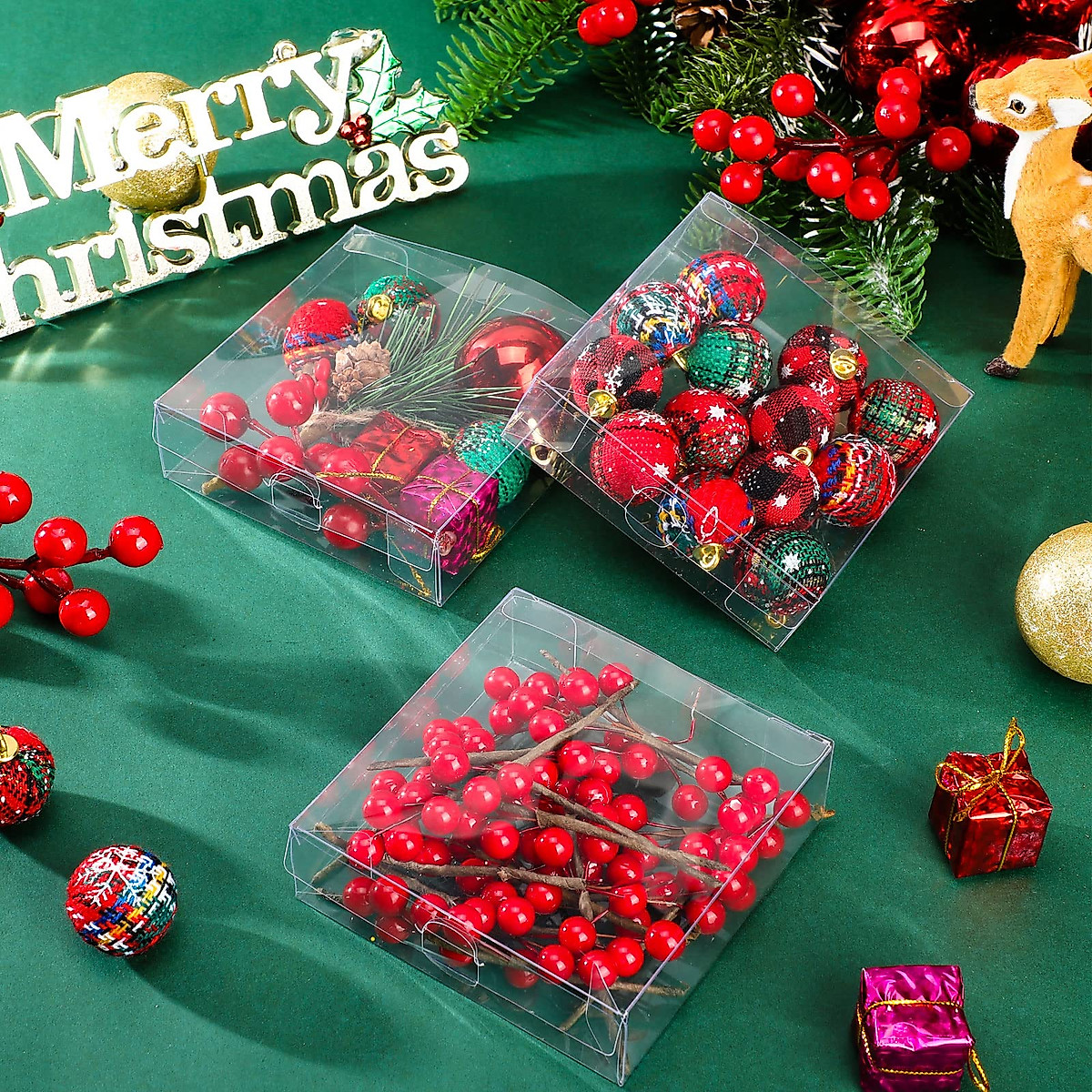 100 Pack Clear Boxes for Favors Plastic Clear Gift Box Transparent Clear Treat Boxes Candy Boxes Clear Cookie Boxes for Wedding Party Baby Shower Birthday Halloween Christmas (4 x 4 x 1.2 Inch)