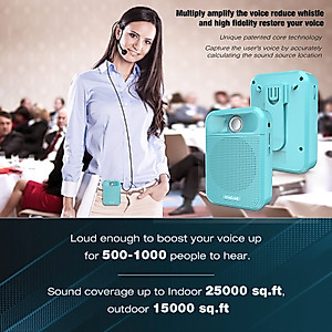 Voice Amplifier, Towevine Portable Rechargeable Microphone Speaker with Headset and Waistband for Teachers, Classroom, Singing, Coach, Training, Presentation, Tour Guide - Blue