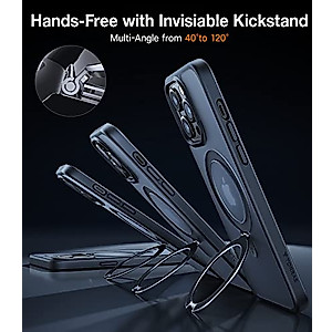 TORRAS Magnetic for iPhone 14 Pro Max Case [Compatible with Magsafe] with Stand, [Military Grade Drop Protection] Shockproof Translucent Back Slim Protective Phone Case (2022), Black