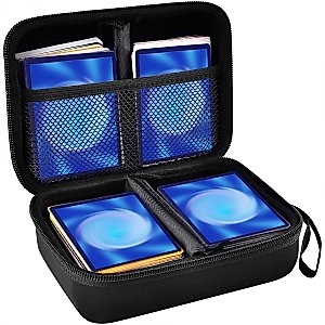 PAIYULE Card Case Holder Compatible for PM TCG Cards, All Card Game Storage Box Binder Fits Up 400+ Lycanroc Gx/Assorted/with 2 Removable Divider and Strap(Black)(Case Only)