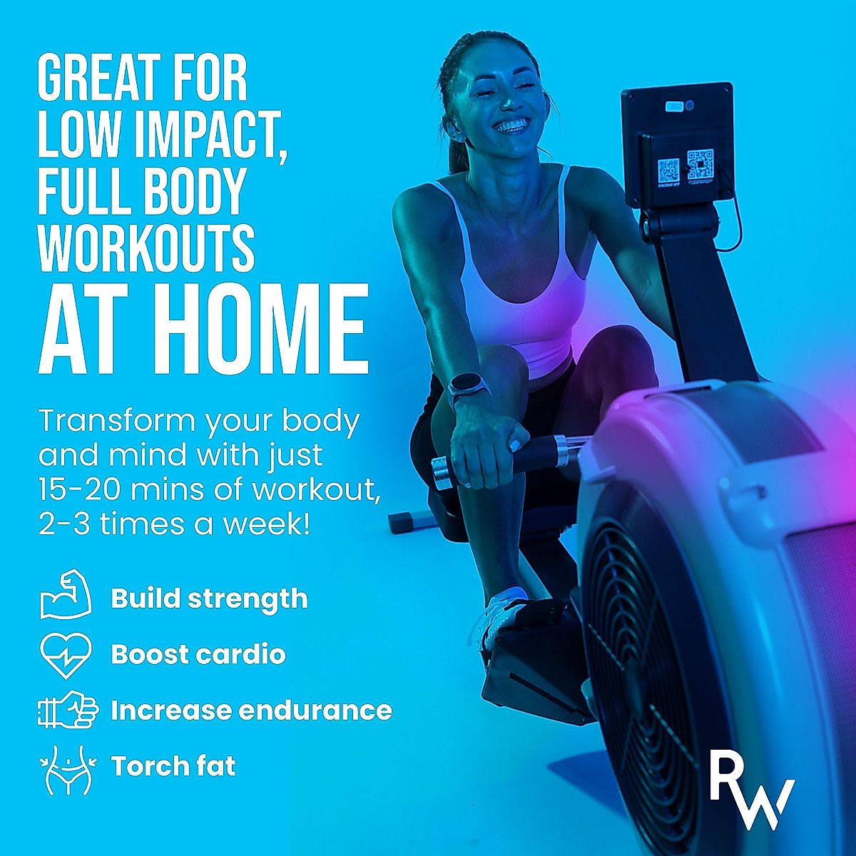 Row Warrior Air Rowing Machine | Foldable Gym-Quality Row Machine | 10- Damper Levels Cardio Machine for Full-Body Workout | Rowing Machine for Home Use with LED-Monitor | Rower Machine for Home Gym