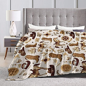 Western Blanket Soft Cozy Southwestern Flannel Throw Blanket Cowboy Decor Warm Lightweight Fleece Plush Bedding Stuff Blanket Gifts for Lover Kids Girls Boys Women Adults Bed Travel 40"x50"