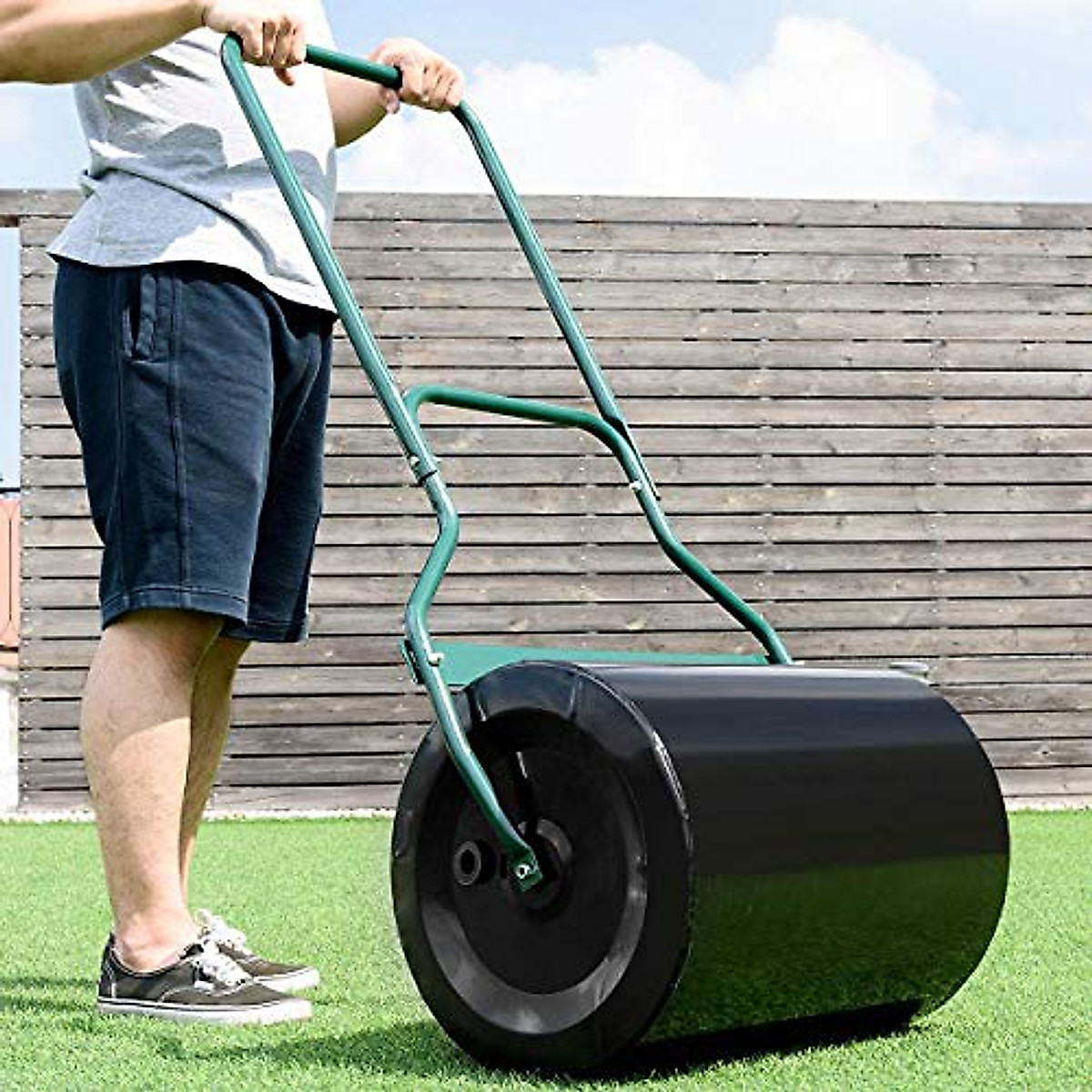 Goplus Lawn Roller, 16 Gallon/60 L Heavy-Duty Tow Behind Water/Sand Filled Sod Drum Roller for Garden Yard Park, 16 by 20-Inch