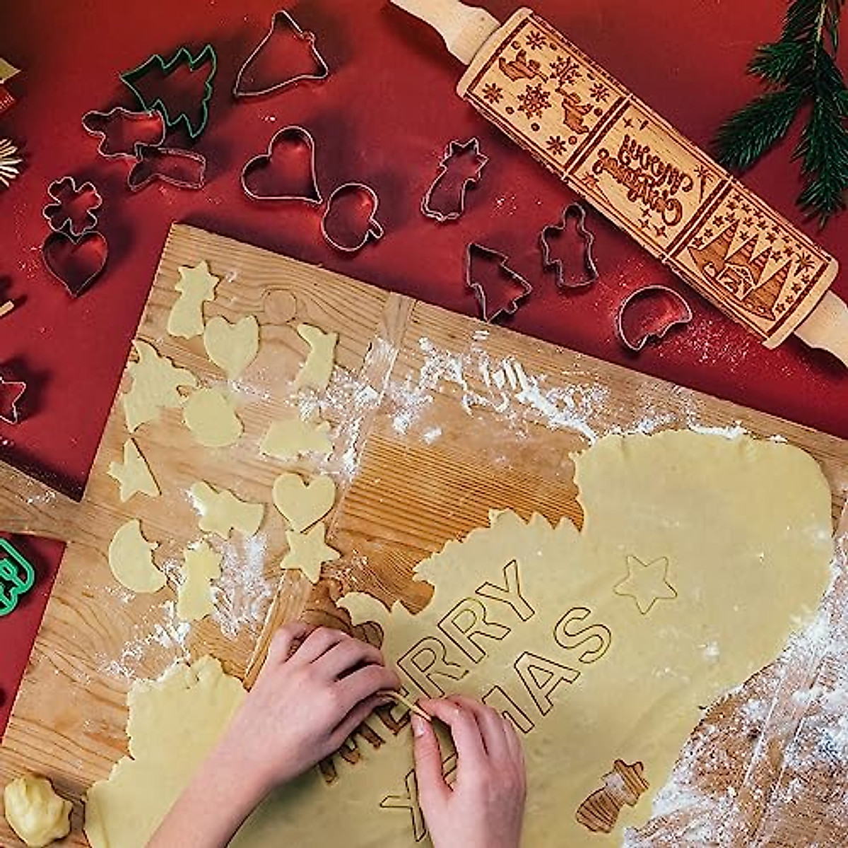 XINBADA Rolling Pins for Baking- Embossed Rolling Pin Set for Baking, Perfect Baking Tools & Cookie Molds