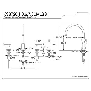 Kingston Brass KS8728CMLBS Manhattan Widespread Kitchen Faucet, Brushed Nickel