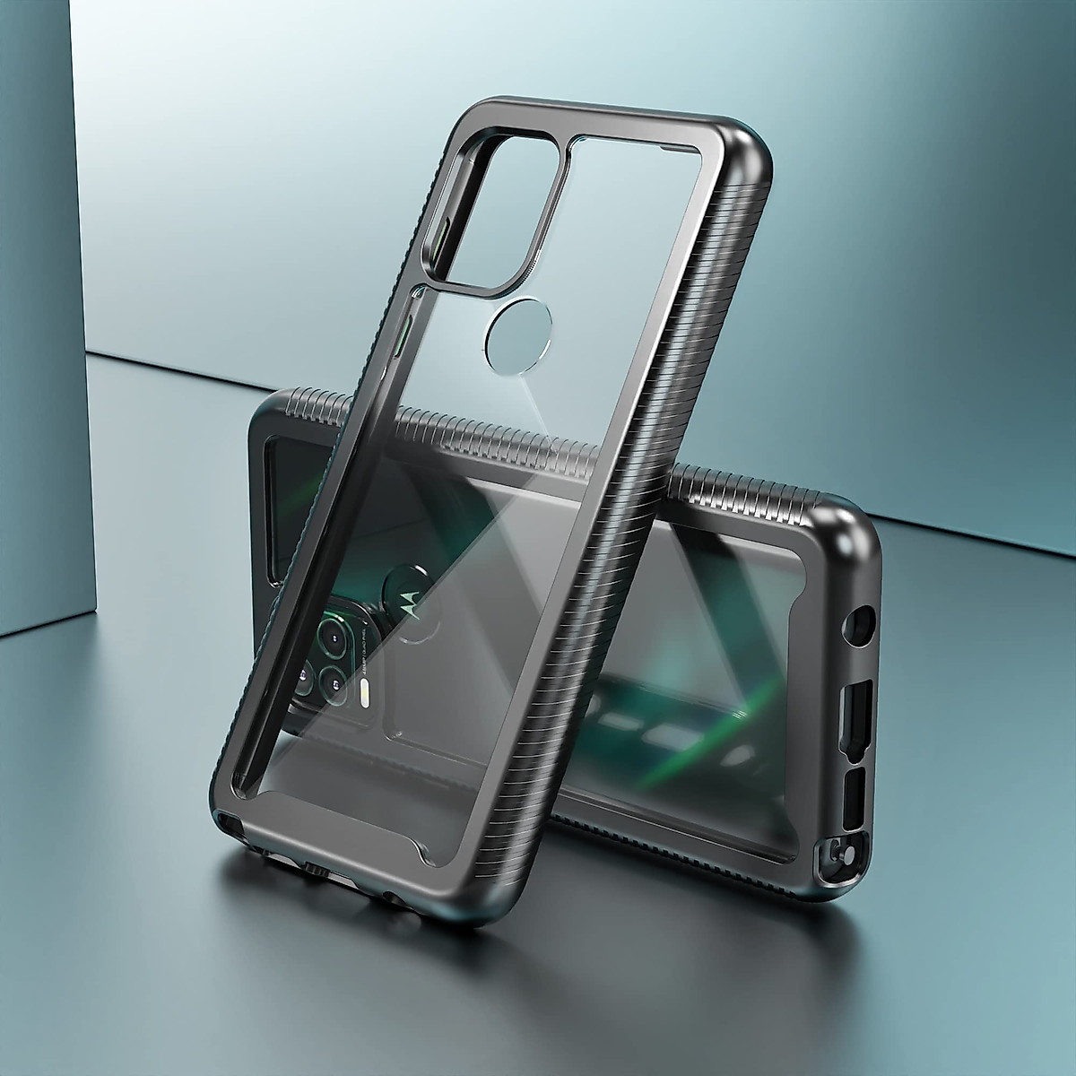 IDweel for Moto G Stylus 5G Case, Case for Motorola G Stylus 5G with Tempered Glass Screen Protector, Full-Body Slim Fit Shockproof Bumper Hybrid Clear Protective Phone Case for G Stylus 5G, Black