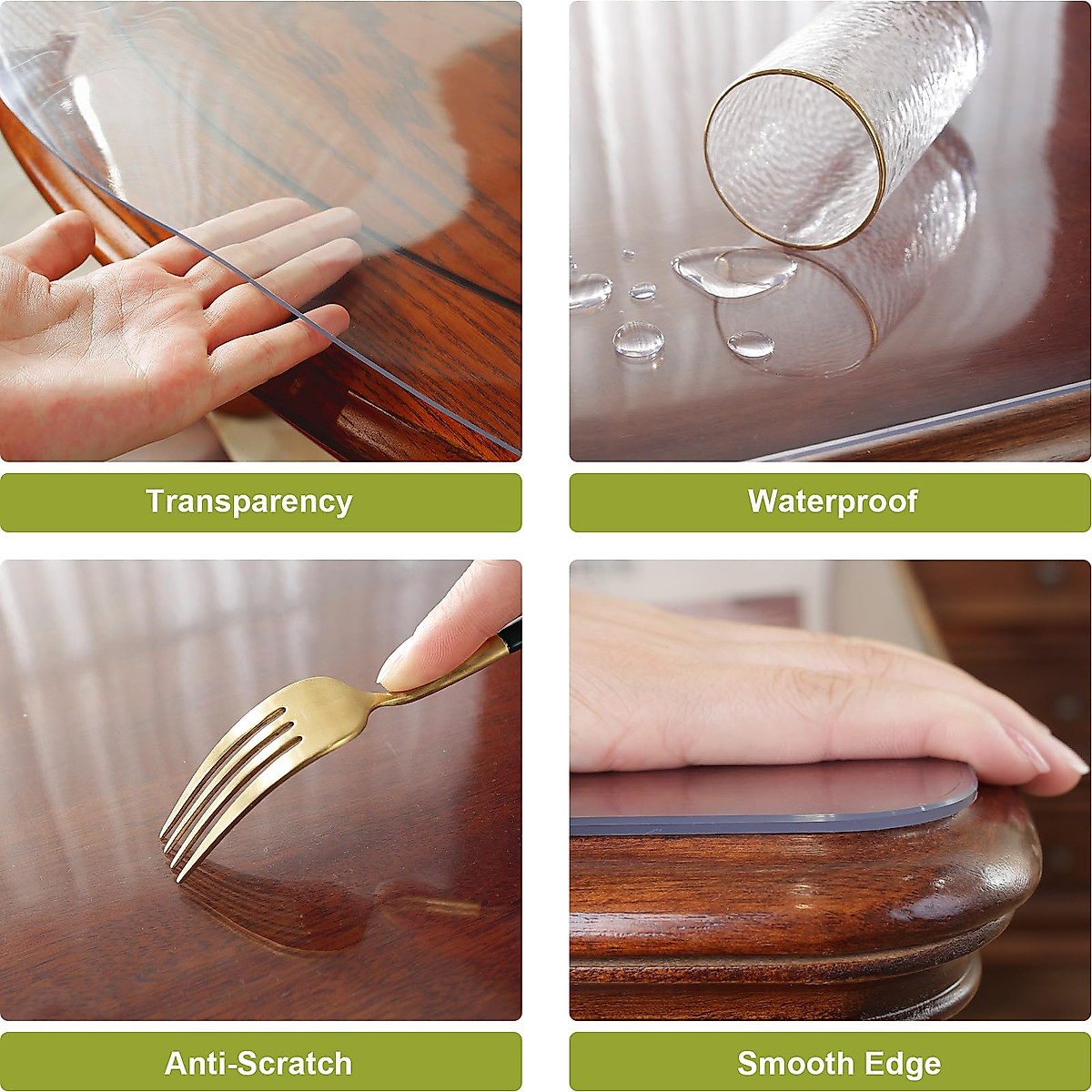 OstepDecor Round Clear Table Protector 48 Inch Thick Clear Table Cover Protector Round, Plastic Waterproof PVC Tablecloth, Vinyl Circle Table Top Protector for Dining Room Table, Coffee Table