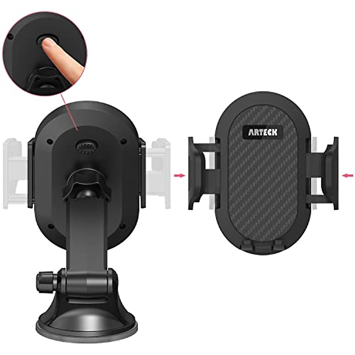Arteck Car Mount, Universal Mobile Phone Car Mount Holder 360° Rotation for Auto Windshield and Dash, for Cell Phones Apple iPhone 14, 14 Pro, 13, 13 Pro, 13 Mini, 12, 11, SE, Android Cellphone, GPS