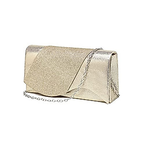 Dreubea Women's Glittering Envelope Purse Evening Shoulder Crossbody Wedding Bag Gold