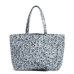 Vera Bradley Women's Cotton Grand Tote Bag, Perennials Gray - Recycled Cotton, One Size
