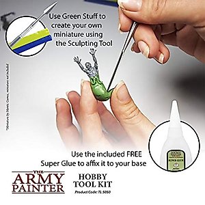 The Army Painter Hobby Tool Kit - 7-Piece Plastic Model Kit Tools for Miniatures with Green Stuff & Model Glue - Beginners Model Building Kits, Model Kit Accessories, Model Tool Kit for Plastic Models