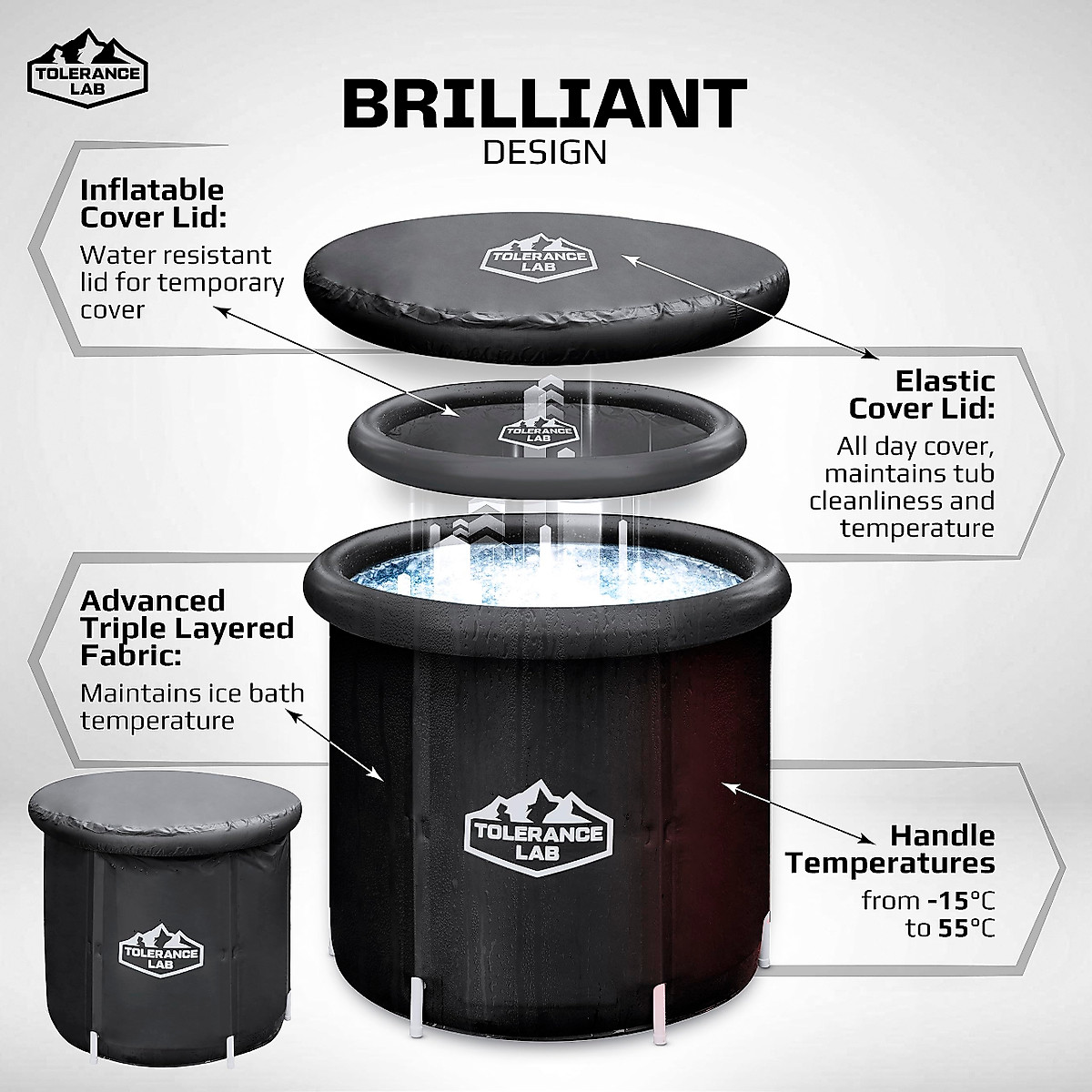 Ice Bath Tub for Cold Plunge | Portable Bathtub Large Inflatable Tub | Polar Cold Plunge Tub | Cold Plunge Tank with Cold Tub Chiller Recovery | Ice Bath Tub for Athletes, Adults, of all Ages