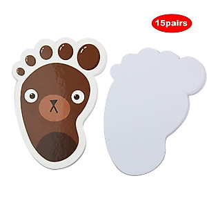 Bluecell 15-Pairs Cartoon Animals Guide Self-Adhesive Footprints Stickers Floor Decals for Room Party Nursery Floor Stairs Decor (Bear (Brown))