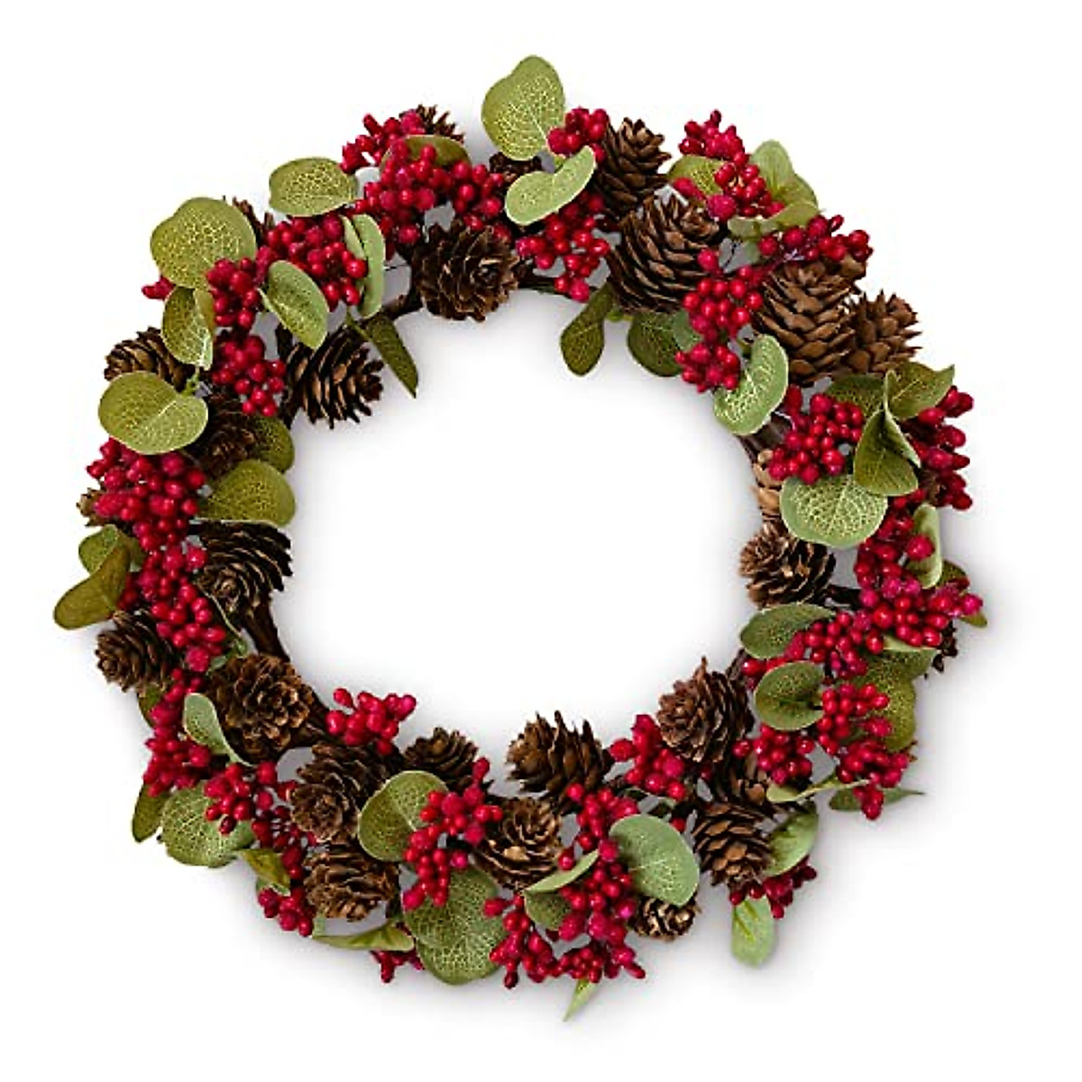 Large Candle Rings Wreaths Candle Ring, Fits 6 in Pillar Candles, Small Wreath with Red Berry, 11 Inch Farmhouse Wreath with 6 Inch Center, Fall Wreaths Indoor 3 Wick Candle Decor