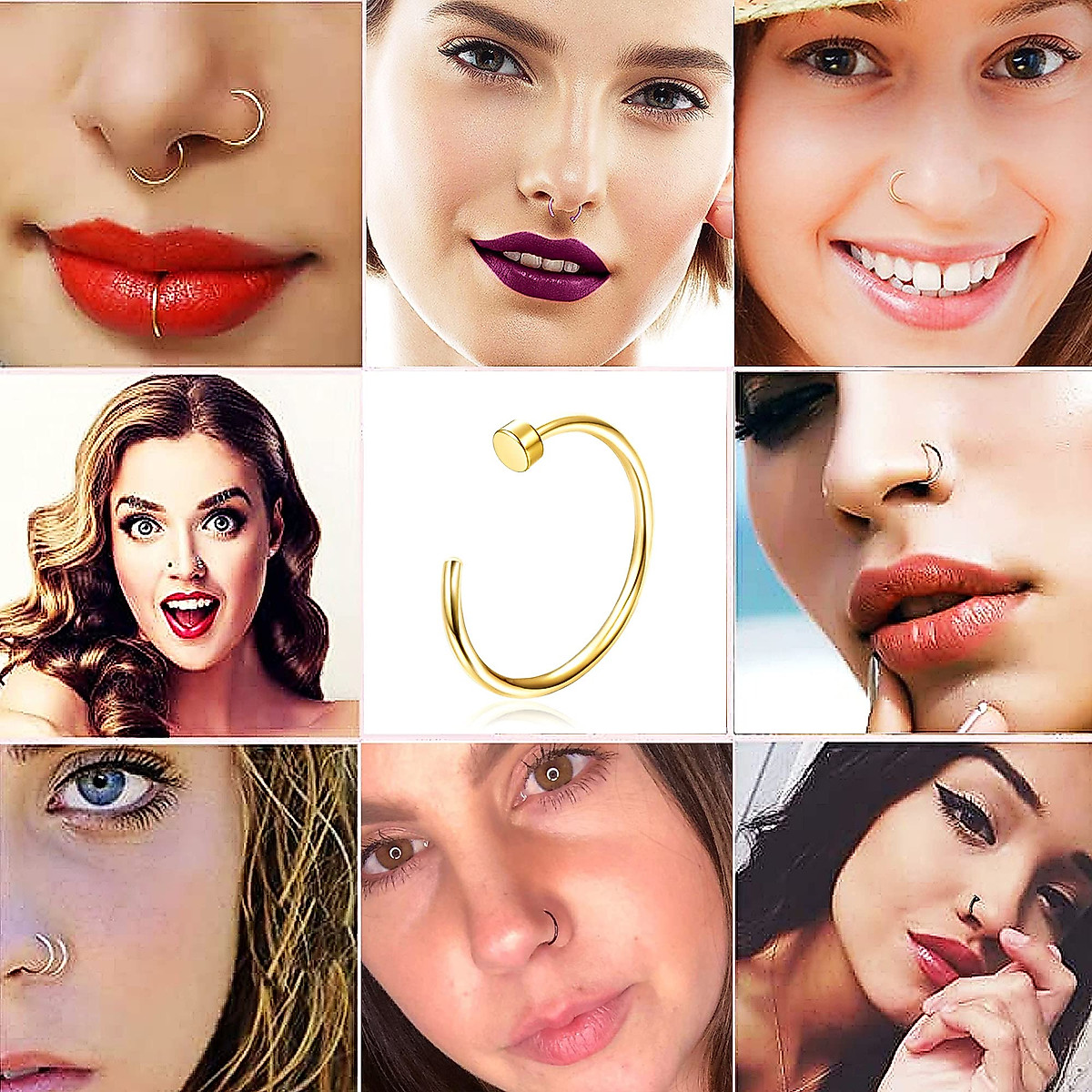 FIBO STEEL 200 Pcs Nose Ring Studs Set For Women Men 316L Stainless Steel Hoops L Shaped Screw Bone Piercing Jewelry 20G 22G 1.5mm 2mm 2.5mm