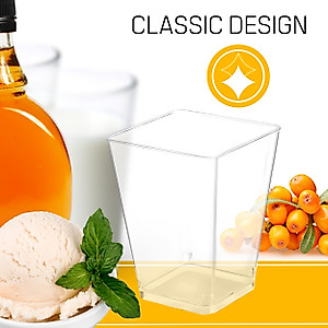 Killer's Instinct Outdoors 50 Plastic Party Cups for Dessert 5.4 oz Serve Tiramisu Parfait Dip Sundaes Single Serve Desserts and More Clear Plastic Tumbler Glasses Mini Appetizer Dish or Square Bowl