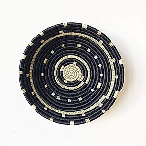 African Basket- Kigufi/Rwanda Basket/Woven Bowl/Sisal & Sweetgrass Basket/Black, White, Sweetgrass