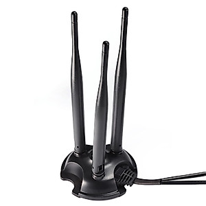 Eightwood 2.4GHz 5GHz Dual Band WiFi Antenna, 3 RP-SMA Connector WiFi 6 Antenna Magnetic Base for PC Desktop Computer, PCIe WiFi Card, WiFi Wireless Router, Mobile Hotspot, External WiFi USB Adapter