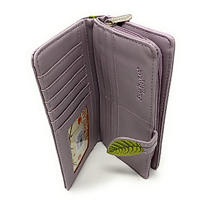 Shag Wear Bumblebee Tattoo Large Insect Wallet for Women and Teen Girls Vegan Faux Vegan Leather 7" Purple