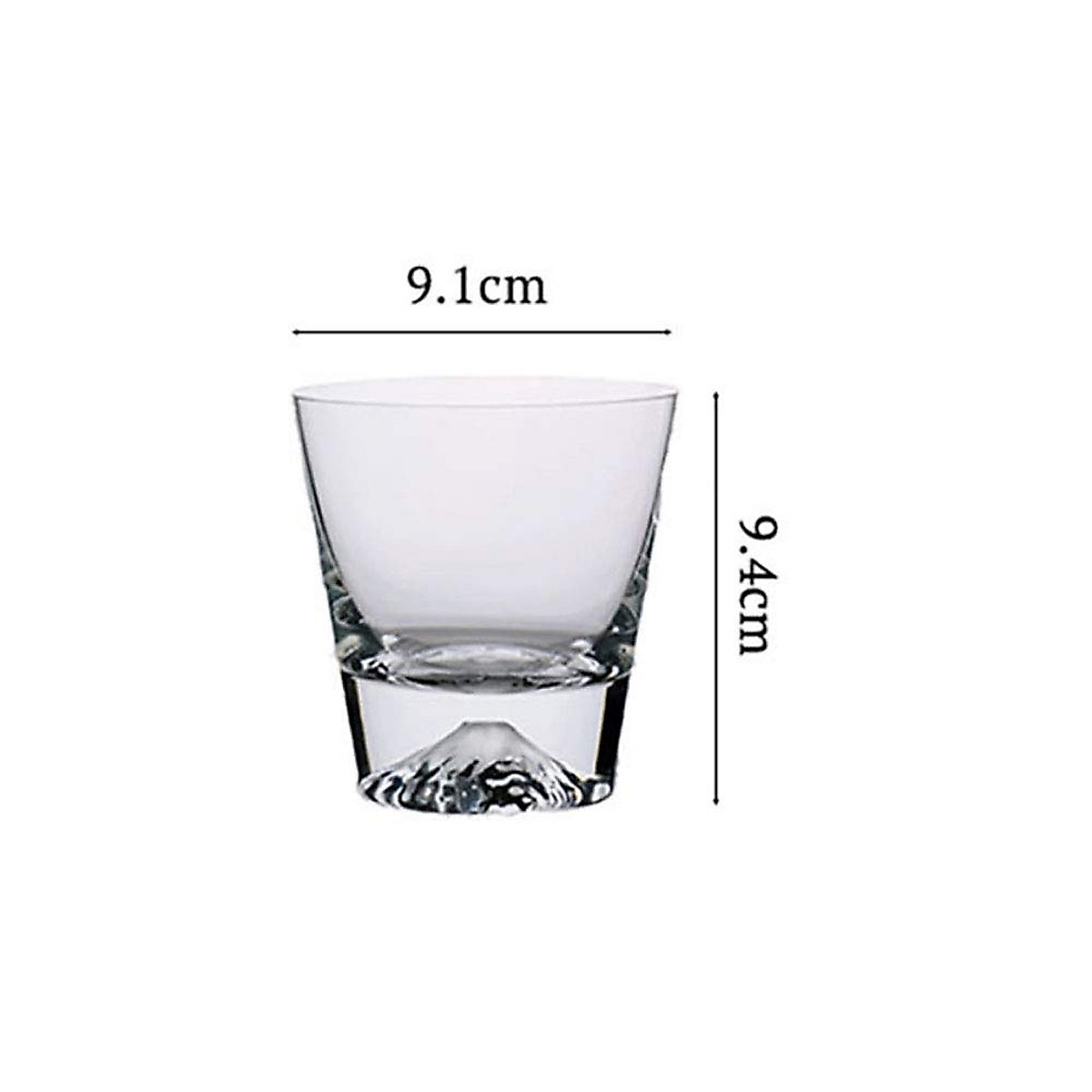 Maya Star Japanese-Style Clear Whiskey Scotch Whiskey Brandy Whiskey Cocktail Glass - Mount Fuji Three-Dimensional Cup Dottom A1, Transparent