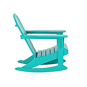 WestinTrends Malibu Rocking Chair Outdoor, All Weather Resistant Poly Lumber Classic Porch Rocker Chair, 350 lbs Support Patio Lawn Plastic Adirondack Chair, Turquoise