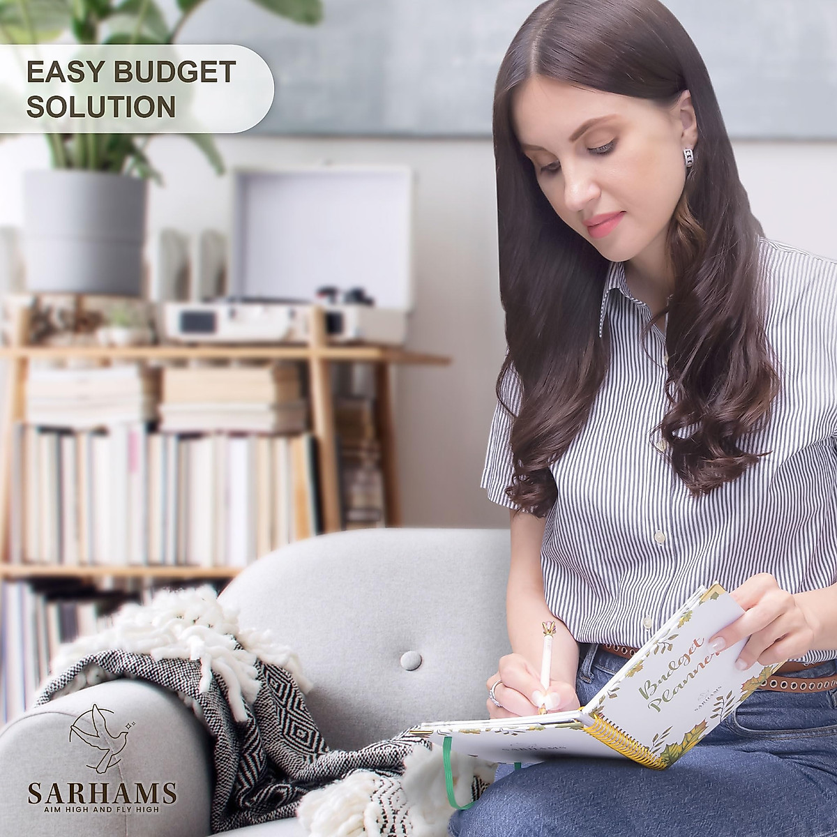 SARHAMS Budget Planner 5.8 x 8.1 Inches with 2 Pockets – Portable Undated Budget Book with Bill and Expense Tracker – 12 Month Planner to Track 2023 2024, Organize and Plan Your Finances