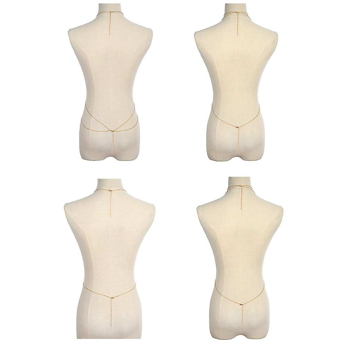 Tornito 8Pcs Sexy Body Chain Belly Waist Chain Necklace Summer Beach Bikini Bra Body Jewelry for Women Gold Tone