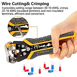 MulWark 3 in 1 Automatic Self Adjusting Wire Stripper/Cutter/Crimper, 8 Inch Multi Pliers For Electrical Wire Stripping, Cable Cutting, Crimping Tool from 8 AWG to 30 AWG