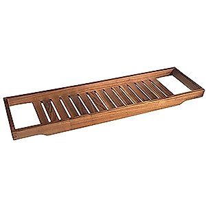 Bathtub Trays Caddy, Wooden Bath Tray, Long Slatted Bathtub Holder, Versatile Shelf, Bath Accessories, Spa Gift for Women (Color : Black Walnut, Size : 80 * 22cm)