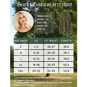 Scarlet Darkness Renaissance Skirt Women Ren Fair Costume High Waist Flowy Boho Skirt Brown M