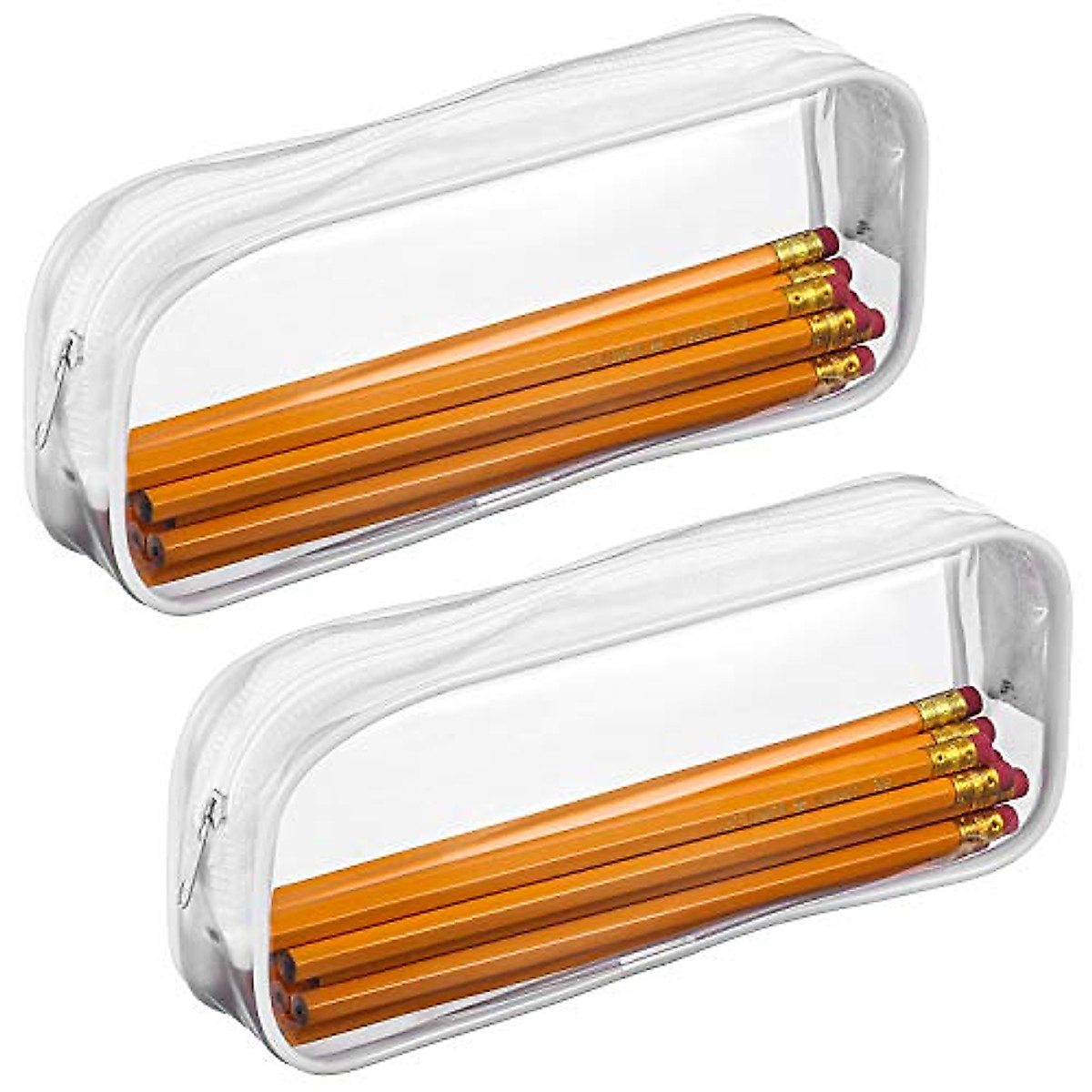 4 Pieces White Clear PVC Big Capacity Zipper Pencil Bag, Pen Pencil Case Makeup Pouch